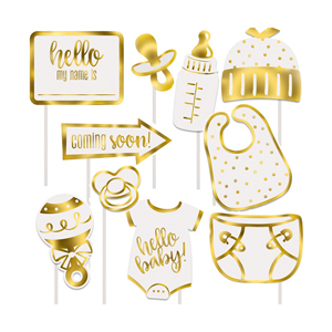 Unique Party Hello Baby Gold Photo Props