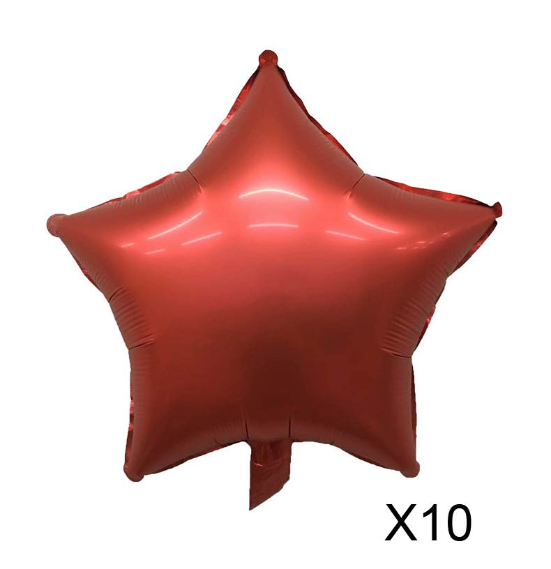 Realmax 18 inch 10x Star chrome solid color foil balloon - Red - Pack of 10