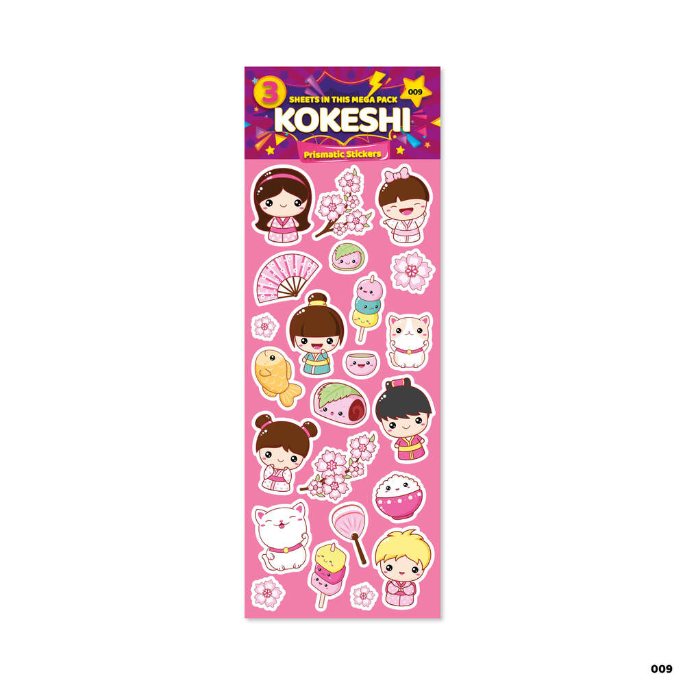 Rowan Kokeshi Prismatic Stickers - 3 Sheets