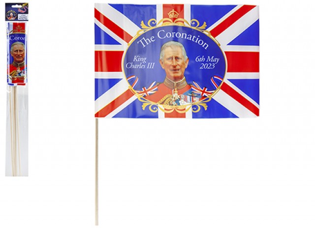 PMS International Coronation 4 Waving Flags - 30cm x 20cm