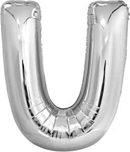 Unique Party 34 Inch Giant Foil Letter Balloon - U Silver