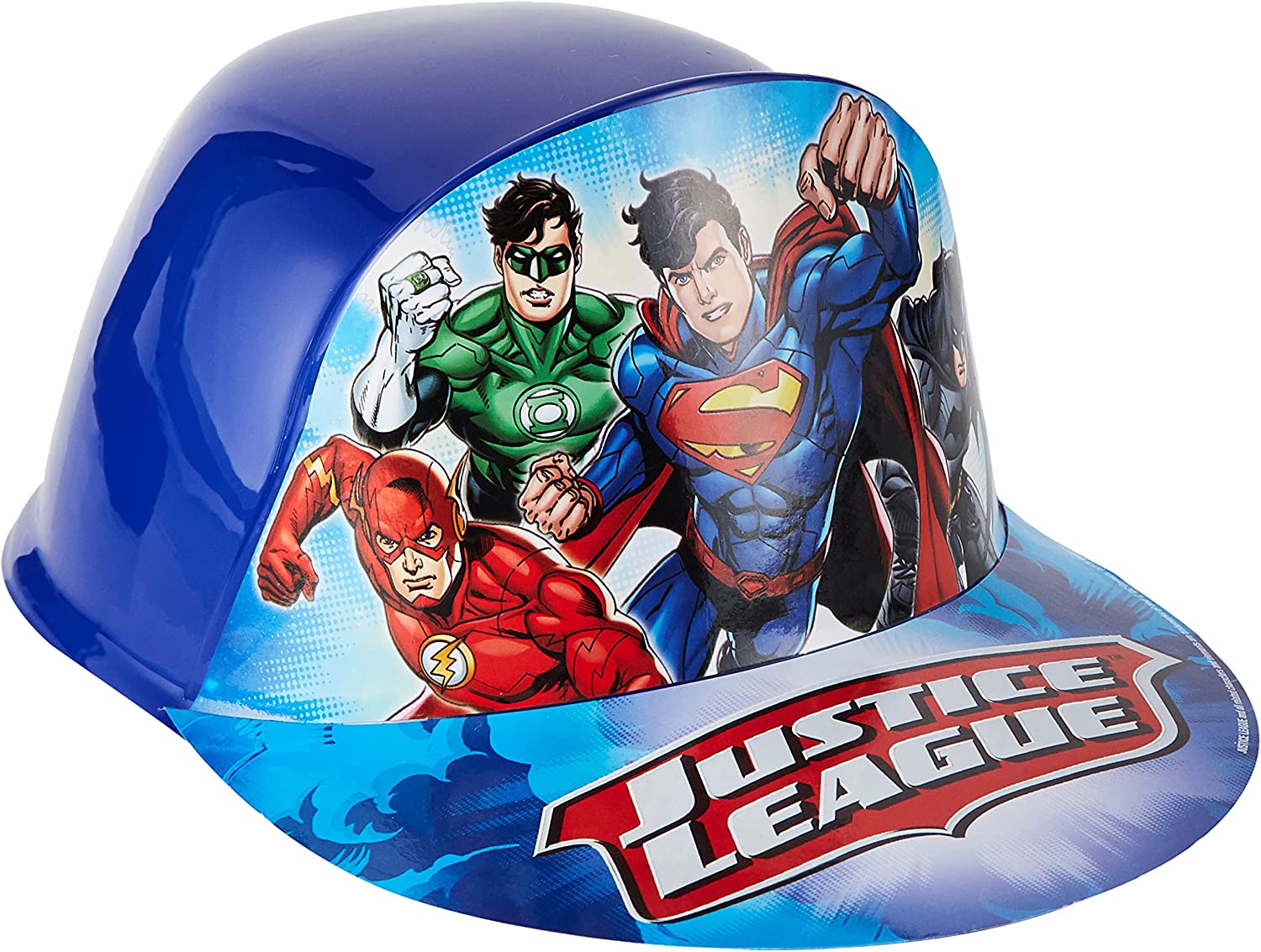 Amscan Vac Formed Hat With Justice League Theme - Blue