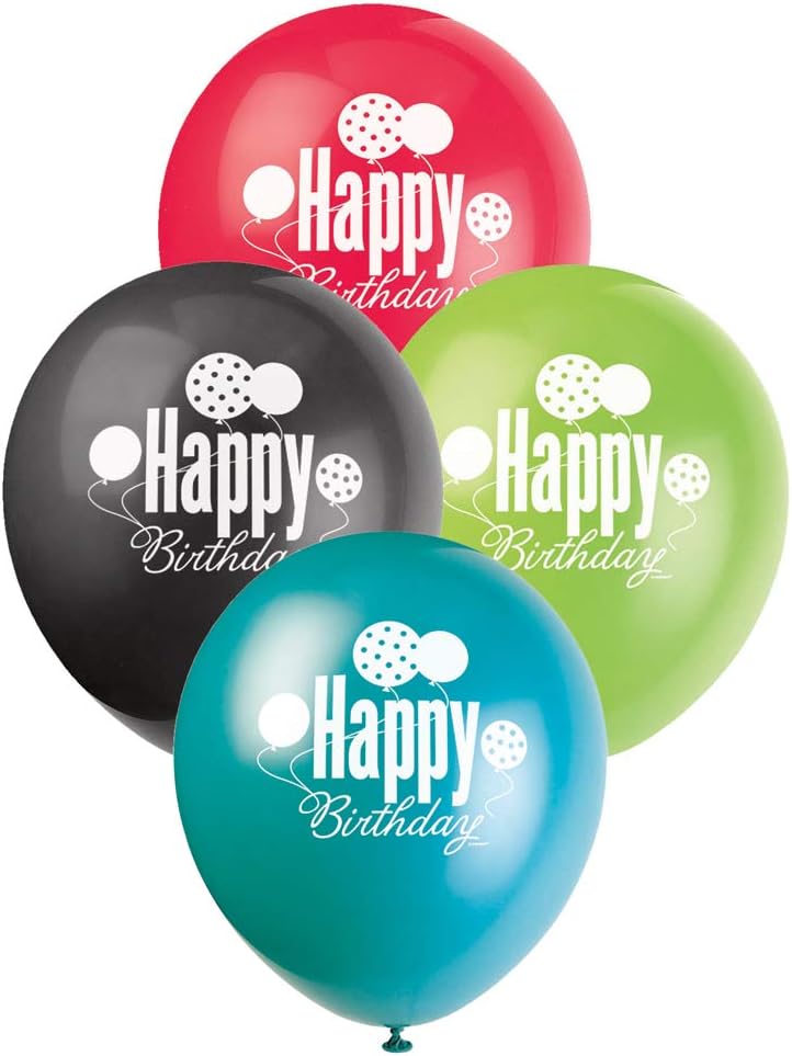 Unique Party 12 Inch Birthday Cheer 8 Latex Balloons