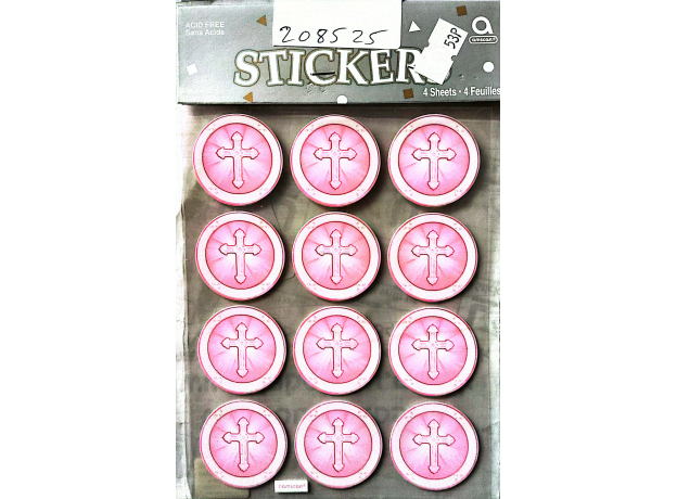 Amscan Jesus Cross Stickers 4 Sheets - Pink